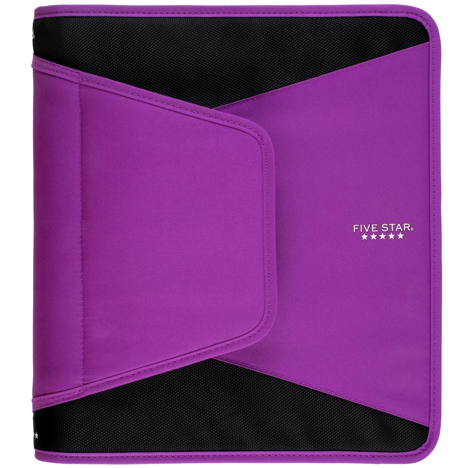 Five Star Zipper Binder, 1-1/2 Inch 3-Ring Binder for School, 3 Pocket Expanding File, 500 Sheet Capacity, Purple (72532)