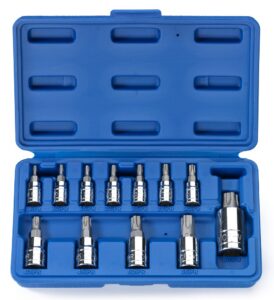 neiko 10085a tamperproof torx plus bit socket set | 12 piece | 8 ipr - 60 ipr | 5 point star | cr-v and s2 steel | high impact abs blow molded case