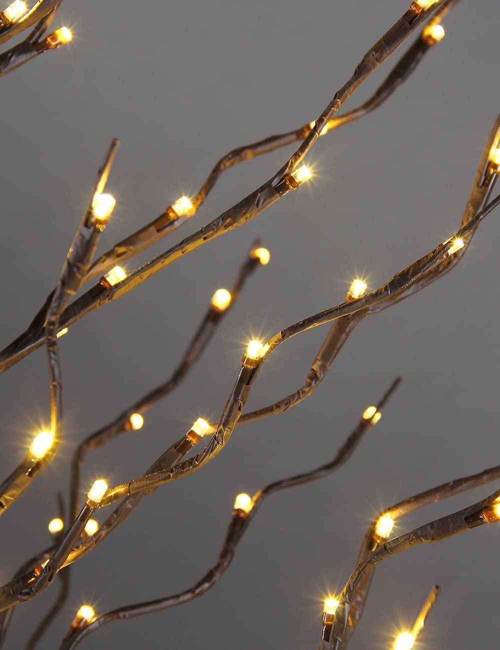 Lightshare Set of 3 Star Light Trees, Including 3 feet, 5 feet, and 6 feet, Warm White, Brown Branch