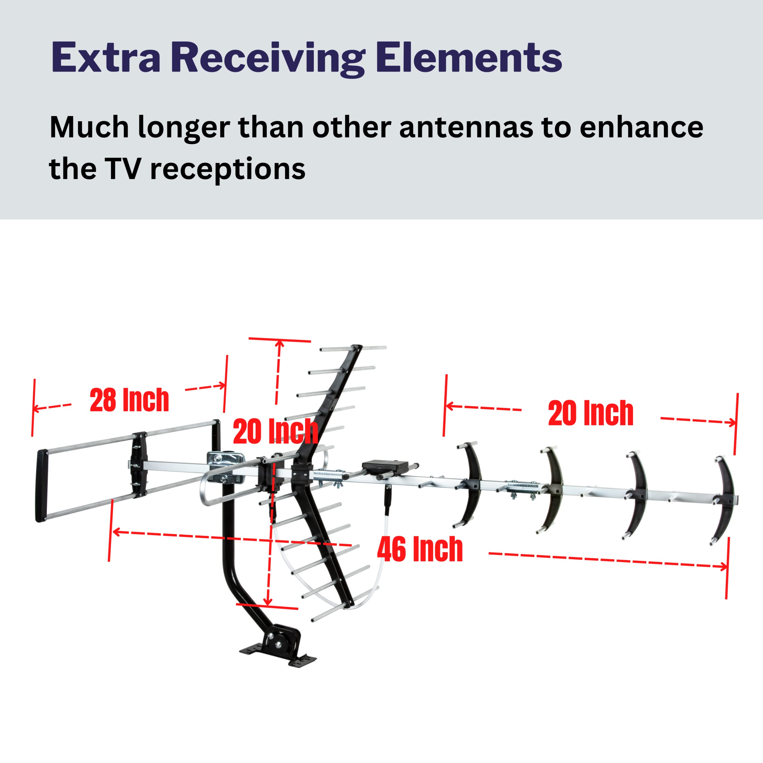 Five Star Outdoor HDTV Antenna up to 200 Mile Long Range, Attic or Roof Mount TV Antenna, Long Range Digital OTA Antenna，ATSC 3.0 Ready for 4K 1080P VHF UHF with Mounting Pole