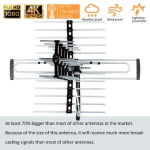 Five Star Outdoor HDTV Antenna up to 200 Mile Long Range, Attic or Roof Mount TV Antenna, Long Range Digital OTA Antenna，ATSC 3.0 Ready for 4K 1080P VHF UHF with Mounting Pole