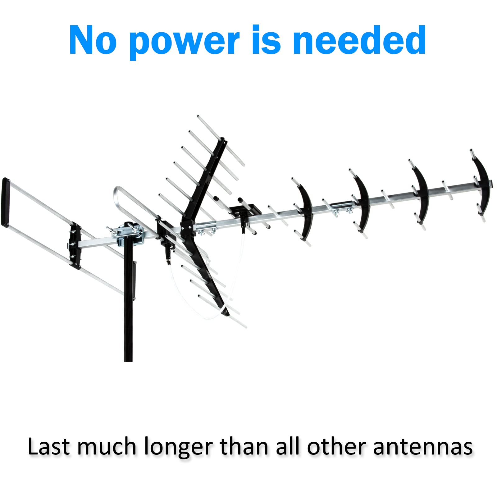 Five Star Outdoor HDTV Antenna up to 200 Mile Long Range, Attic or Roof Mount TV Antenna, Long Range Digital OTA Antenna，ATSC 3.0 Ready for 4K 1080P VHF UHF with Mounting Pole