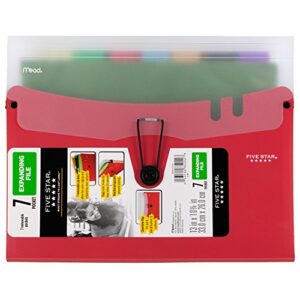 five star expanding file with removable files, 7-pocket expandable file folder, 13" x 10-1/4", red (73944)