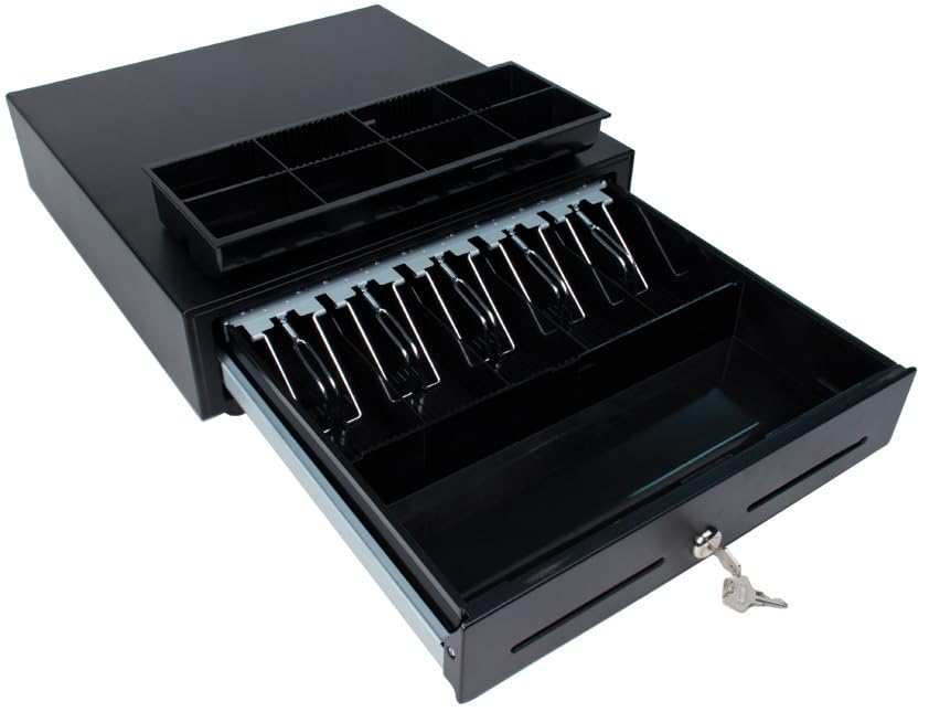 Star Micronics CD3-1616 5 Bill / 8 Coin Value Series Cash Drawer with 2 Media Slots and Included Cable (16" x 16") - Black