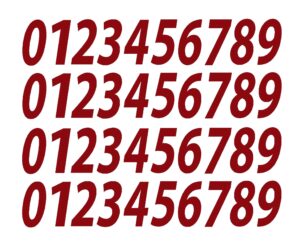 0-9 numbers burgundy vinyl sticker decals assorted set of 40 choose size!! 1/2" to 12" (v546burgundyital) (2")