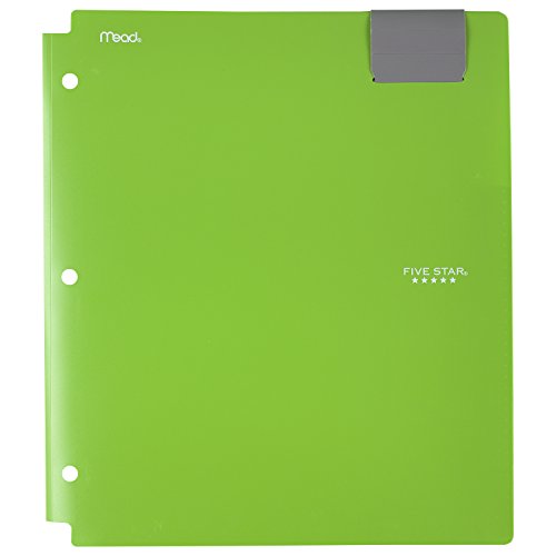 Five Star 4-Pocket Folders, Folders with Pockets, Fits 3 Ring Binder, Plastic, Teal, White, Purple, Lime, 4 Pack (73274)