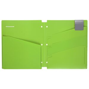 Five Star 4-Pocket Folders, Folders with Pockets, Fits 3 Ring Binder, Plastic, Teal, White, Purple, Lime, 4 Pack (73274)