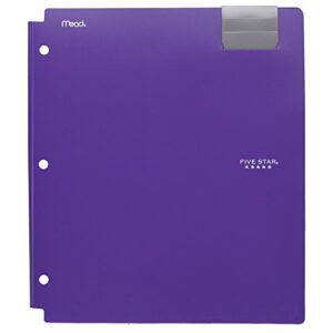 Five Star 4-Pocket Folders, Folders with Pockets, Fits 3 Ring Binder, Plastic, Teal, White, Purple, Lime, 4 Pack (73274)