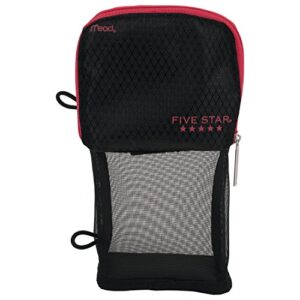 five star pencil pouch, pen case, fits 3 ring binder, stand 'n store, black/hot pink (50516)