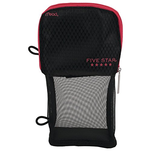 Five Star Pencil Pouch, Pen Case, Fits 3 Ring Binder, Stand 'N Store, Black/Hot Pink (50516)