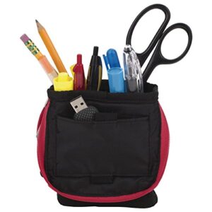 Five Star Pencil Pouch, Pen Case, Fits 3 Ring Binder, Stand 'N Store, Black/Hot Pink (50516)