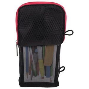 Five Star Pencil Pouch, Pen Case, Fits 3 Ring Binder, Stand 'N Store, Black/Hot Pink (50516)