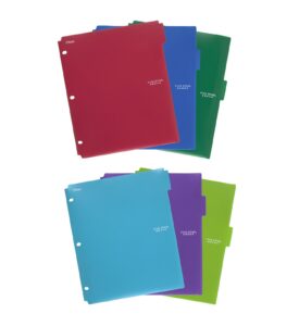 five star binder dividers, 2 pocket, 3 tabs, color selected for you, 3 pack (20042)