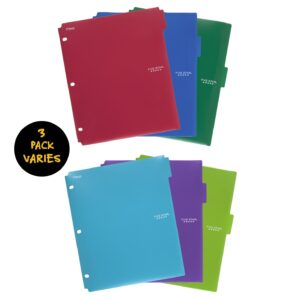 Five Star Binder Dividers, 2 Pocket, 3 Tabs, Color Selected For You, 3 Pack (20042)