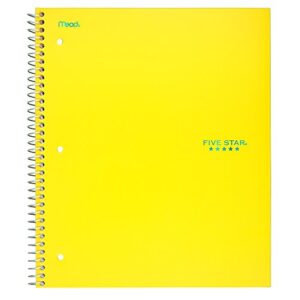 five star spiral notebook, 3 subject, college ruled paper, 150 sheets, 11" x 8-1/2", yellow (73497)