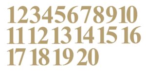 five star graphics gold numbers 1-20 stickers vinyl decals choose size from 1" to 8" (v650goldtimes) (1")