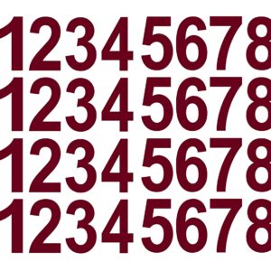 0-9 Numbers Burgundy Vinyl Sticker Decals Assorted Set of 40 Choose Size!! 1/2" to 12" (V746BurgundyArialBold) (2.5")