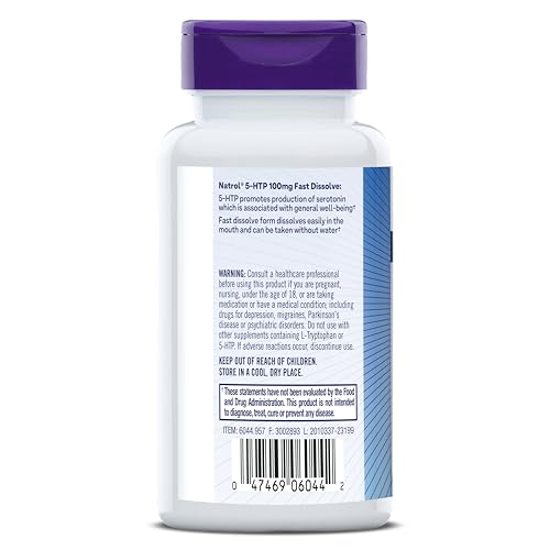 Natrol 5-HTP 100mg, Drug-Free Dietary Supplement Helps Support Balanced Mood, 30 Mixed Berry-Flavored Fast Dissolve Tablets, 15-30 Day Supply