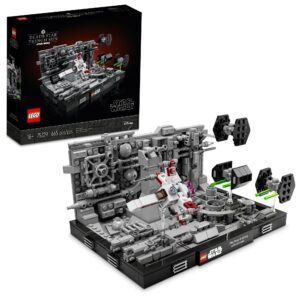 lego star wars death star trench run diorama 75329 set for adults, room décor memorabilia gift with darth vader’s tie advanced fighter