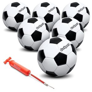 gosports classic black and white soccer ball with premium pump - available as single balls or 6 pack - choose your size