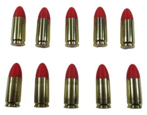 9mm luger snap caps - dummy training rounds - set of 10 (red & brass)