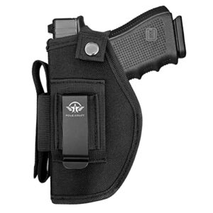 gun holsters for pistol 9mm iwb/owb fit: glock 19 17 43x- taurus g3c g2c- sig sauer - s&w m&p shield 9mm - ruger - colt 1911 - springfield ... for 3.1'' - 4.7'' barrel pistol with mag pouch right/left