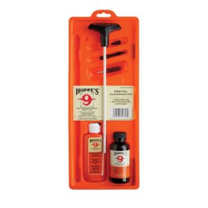 hoppe's no. 9 cleaning kit with aluminum rod, .38/.357 caliber, 9mm pistol,orange