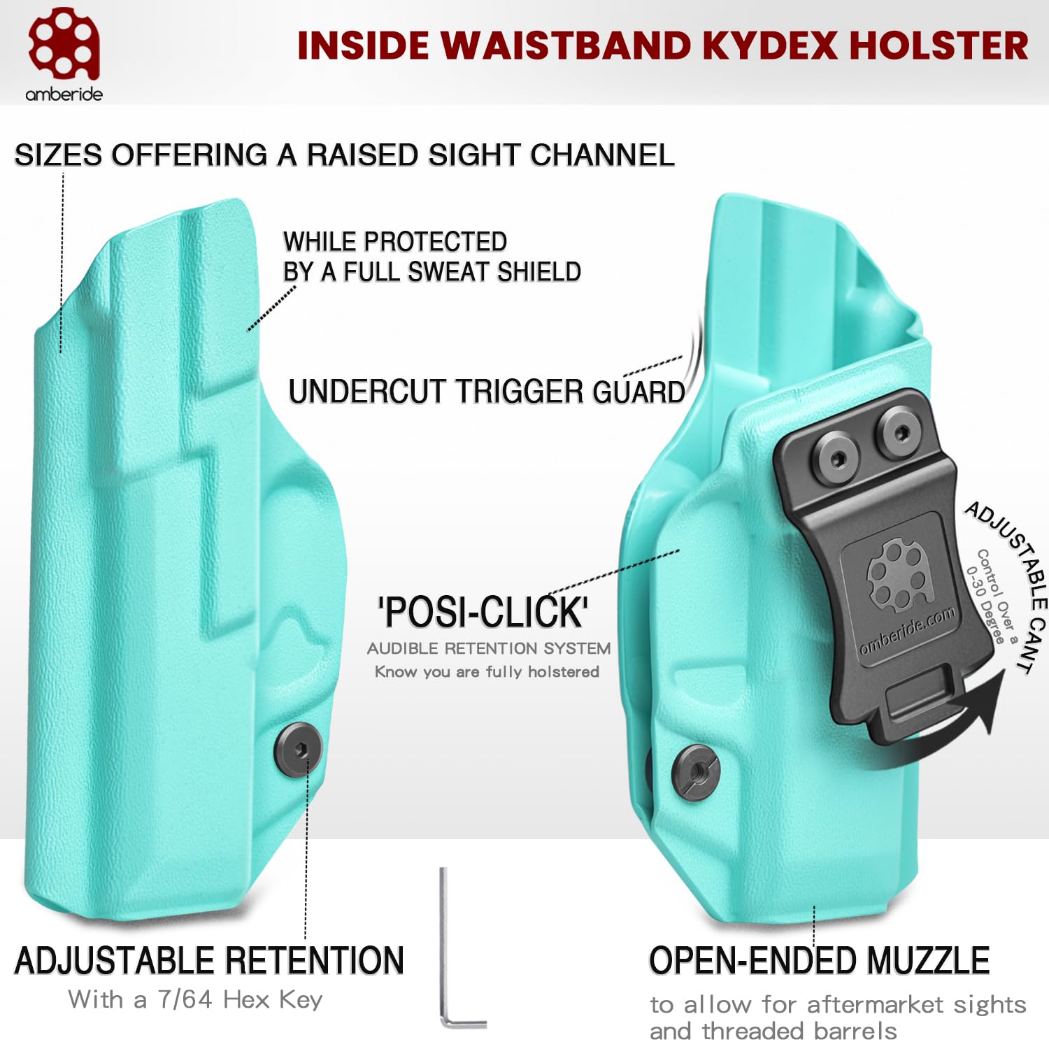 Amberide IWB & OWB KYDEX Holster Fit: Taurus GX4 Pistol, Inside Outside Waistband Concealed Carry, Adjustable Cant & 'Posi-Click' Retention, USA Made by Amberide