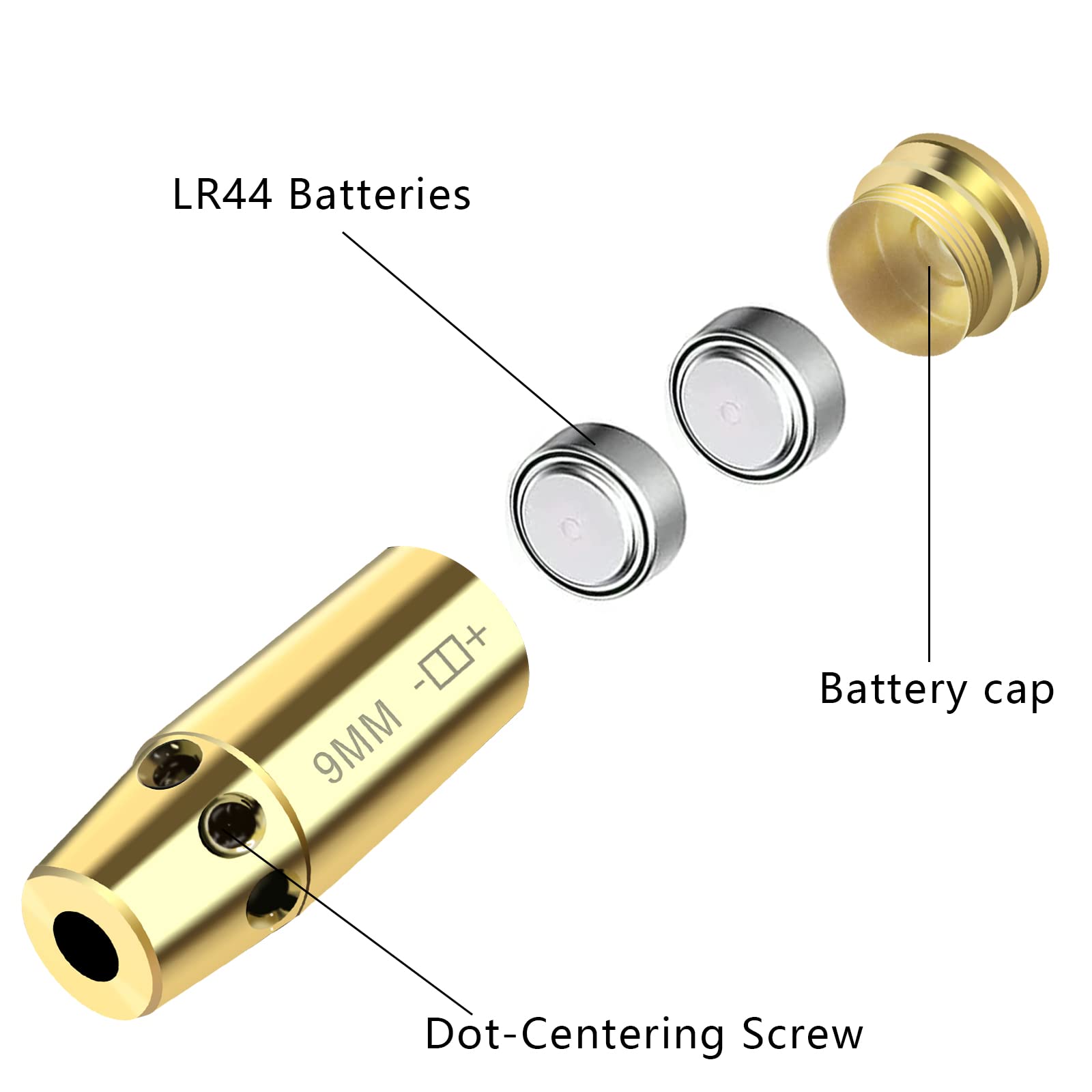 BemerforS Red Dot Bore Sight 9mm Laser Boresighter with 3 Sets of Batteries…