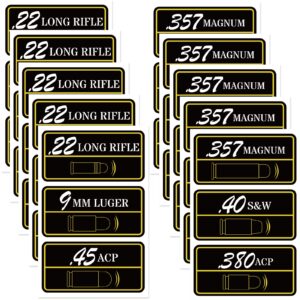 aolamegs pistol ammo can sticker set - .22 lr .45 auto 9mm luger .357 mag .40 s&w .380 auto ammo caliber sticker, black bullet pattern vinyl decal ammo can labels for box case（6 varieties/30 pack)