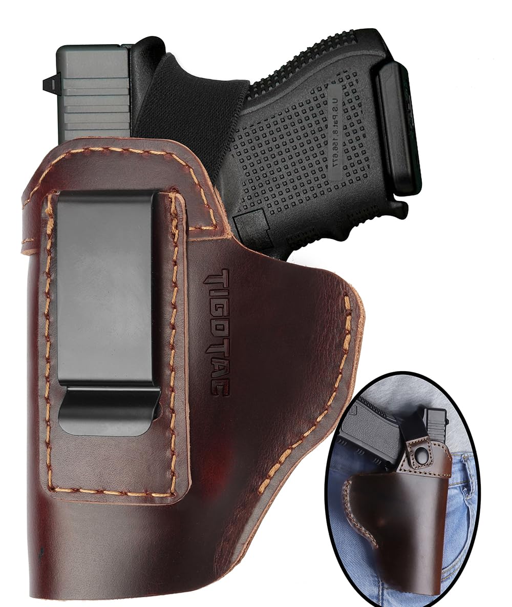 OWB Leather Holster Compatible with Glock 17 19 43X for Taurus G2C G3 G3C fits M&P 9mm Shield for Sig P365 P320 for Springfield XDS, Right Hand