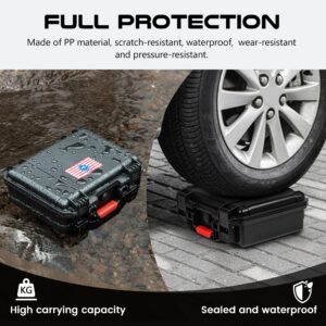 Kinghardcase Tactical Hard Gun Case DIY Water & Shock Proof With Foam TSA Approved Waterproof Hard Case for Pistol Accessories 11.4 * 9.4 * 4.5in1