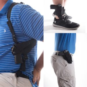 gun holster buy 1 get 2 free ankle shoulder hip gun holster concealed fits ruger security-9 luger 9mm 4" barrel #5