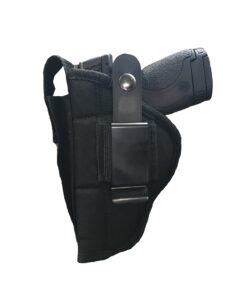 nylon belt or clip on gun holster fits luger 9mm, 22 with 5" barrel