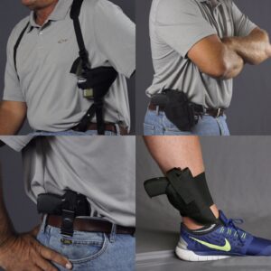 wyoming holster llc 4 holsters 1 fits ruger security-9 9mm luger 4" brl sp101 walther ccp m2 pk 380 ppq kahr s9 p9 taurus tx22 you will receive 1 shoulder 1 hip 1 concealed and 1 ankle holster $34.78