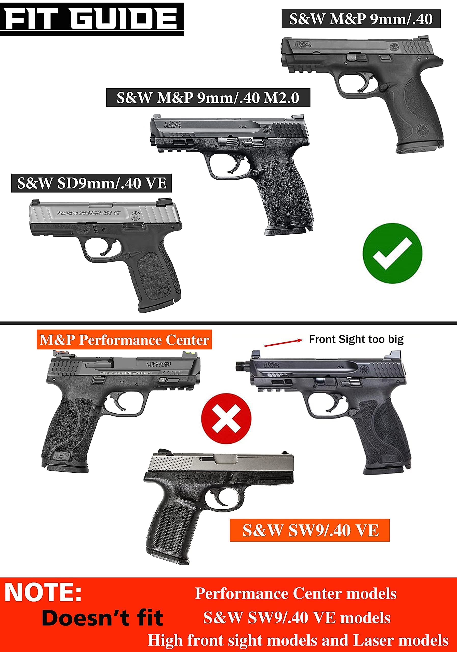 M P 9mm Holster fits S&W M&P 2.0 9mm/40, Smith & Wesson M&P 9mm(Not Shield), S&W SD40VE/SD9VE, Outside Waistband Holster, OWB Paddle Tactical Gun Holster, Adjustable Cant, Quick Release - Right Handed