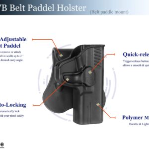 M P 9mm Holster fits S&W M&P 2.0 9mm/40, Smith & Wesson M&P 9mm(Not Shield), S&W SD40VE/SD9VE, Outside Waistband Holster, OWB Paddle Tactical Gun Holster, Adjustable Cant, Quick Release - Right Handed