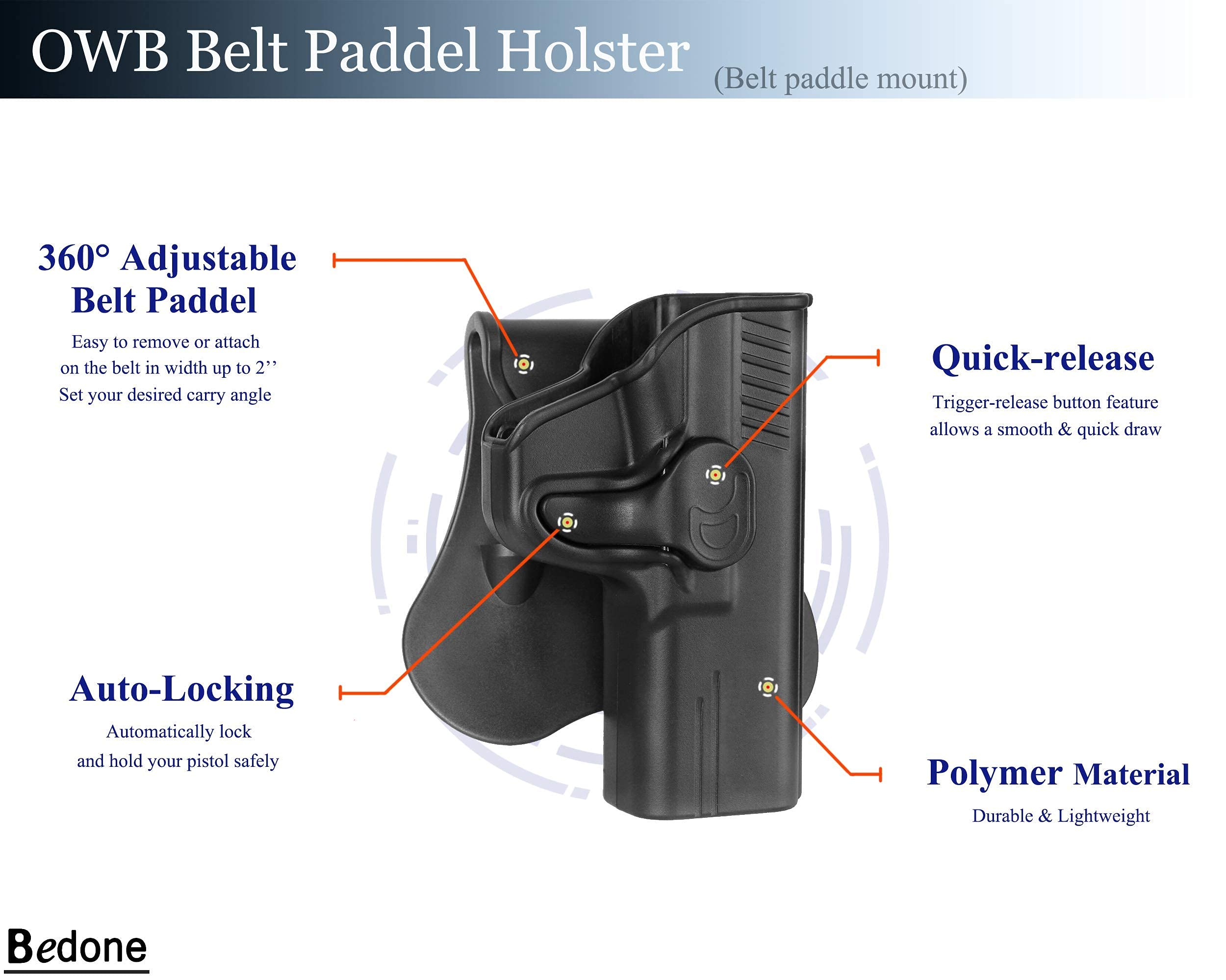 M P 9mm Holster fits S&W M&P 2.0 9mm/40, Smith & Wesson M&P 9mm(Not Shield), S&W SD40VE/SD9VE, Outside Waistband Holster, OWB Paddle Tactical Gun Holster, Adjustable Cant, Quick Release - Right Handed