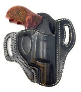 cardini leather owb leather holster for s&w j frame, for ruger lcr and sp101, and other 38 special snub nose revolver up to 2.25" barrel- midnight black right hand