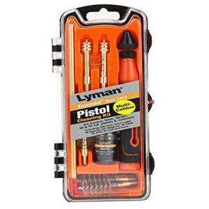 lyman multi caliber pistol cleaning kit 9mm, 40cal, 45acp 3 caliber pistol cleaning kit 9mm, 40cal, 45acp,orange