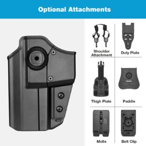 Universal OWB Holster for Sig/CZ/Springfield Armory/Beretta/S&W/1911/Taurus/Canik/FN/Walther/Browning,Fits 100+ Pistols for Full&Compact Size Pistols,Index Finger Release, Adjustable Paddle Black