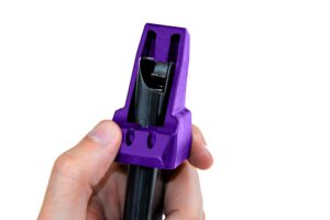 raeind magazine speedloader for m&p shield, springfield xd-s, ruger lcp, sig 938, all colt 1911 for mags 3/8" to 5/8" only, 9mm, 40, 45 acp pistols (rae-702) (purple)