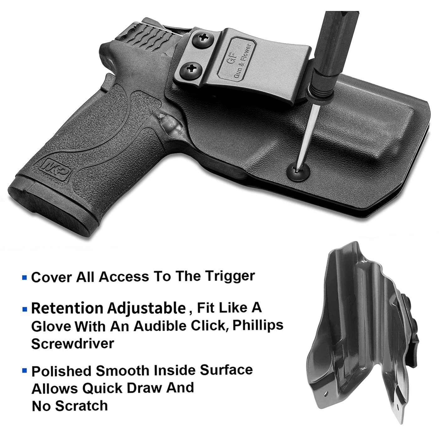 M&P Shield 9mm EZ Holster, IWB KYDEX Holster Fit: S&W MP Shield 9mm EZ Pistol Only, Inside Waistband Holster Concealed Carry for Men Women, Adjustable Cant & Retention