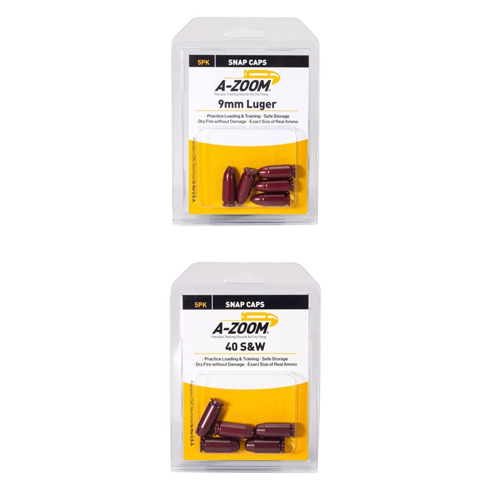 A-Zoom 15116 9mm Luger Precision Snap Cap 5 Pack & A-ZOOM 40 S & W Snap Cap 5PK, Red (15114)