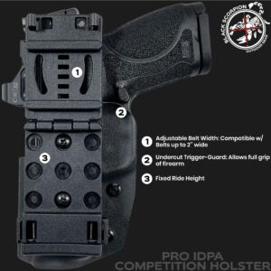 Black Scorpion Outdoor Gear OWB Kydex Pro IDPA Competition Holster fits Smith & Wesson M&P9, M&P40 M2.0 5 in (Black)