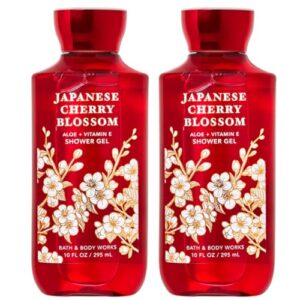 bath and body works japanese cherry blossom shower gel gift sets for women 10 oz 2 pack (japanese cherry blossom)