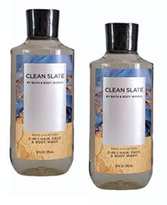 bath and body works for men clean slate 3-in-1 hair, face & body wash - value pack lot of 2 - full size (clean slate)