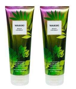 bath & body works waikiki beach coconut ultra shea body cream - lot of 2 8oz