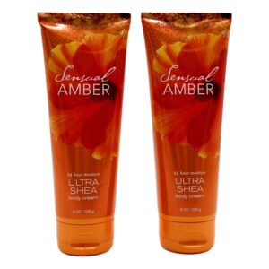 bath and body works sensual amber triple moisture body cream 8 oz – 2 pack