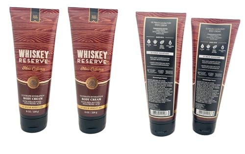 Bath & Body Works Men's Whiskey Reserve Ultra Shea Cream 8 Oz 2 Pack - Ultimate Hydration, 16 Ounce